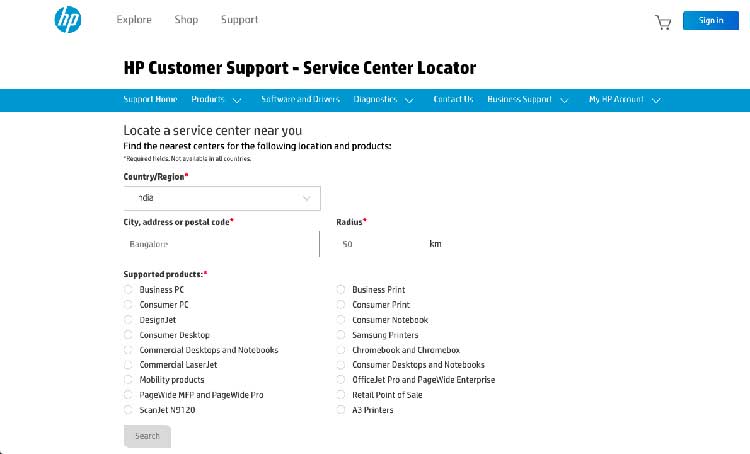 HP Service center Bangalore